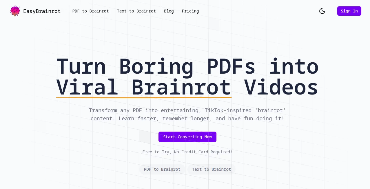 Easy Brainrot : Turn PDFs into Viral Study Videos